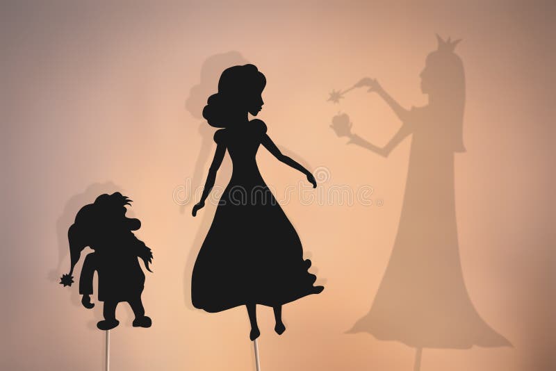 Shadow Puppets of Snow White, Dwarfs and Evil Queen Stock Image - Image ...