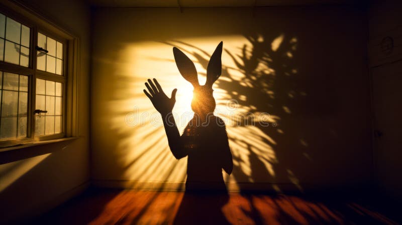 Shadow of Rabbit Standing in Front of Wall with the Sun Behind it ...