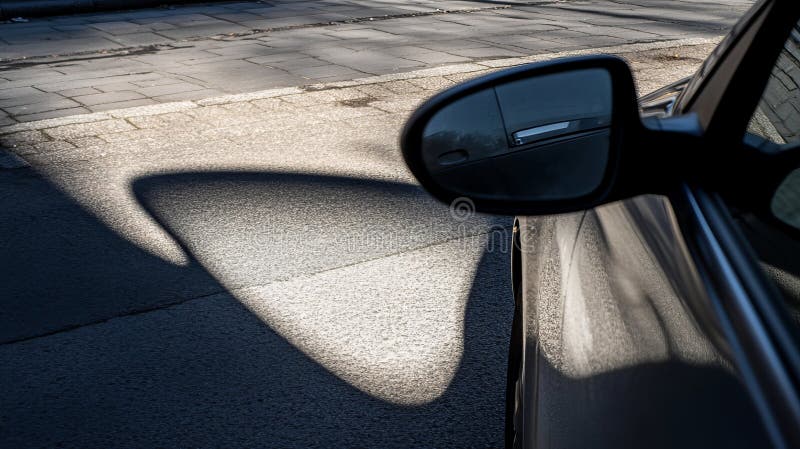 Shadow Reflection from Car Mirror on Pavement Stock Illustration ...
