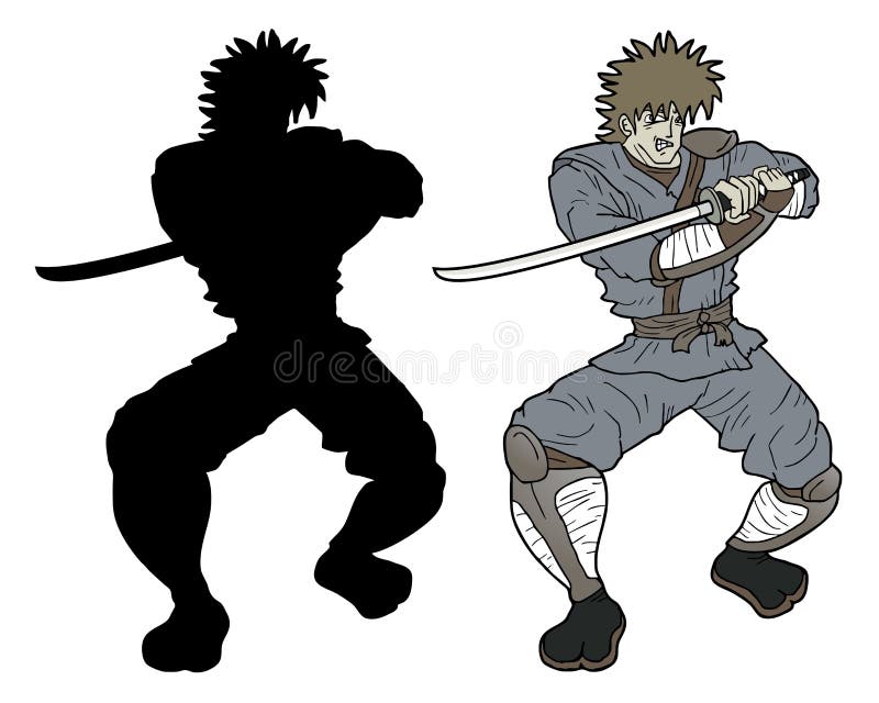 Shadow samurai stock vector. Illustration of doll, medieval - 42140965
