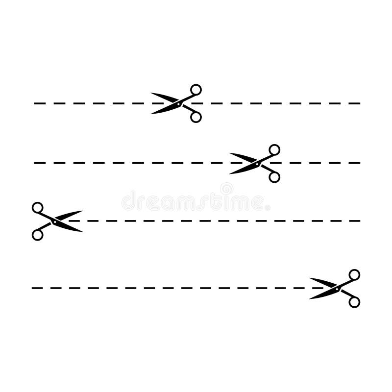 Shadow of Scissors Slicing through Dotted Lines Stock Vector ...