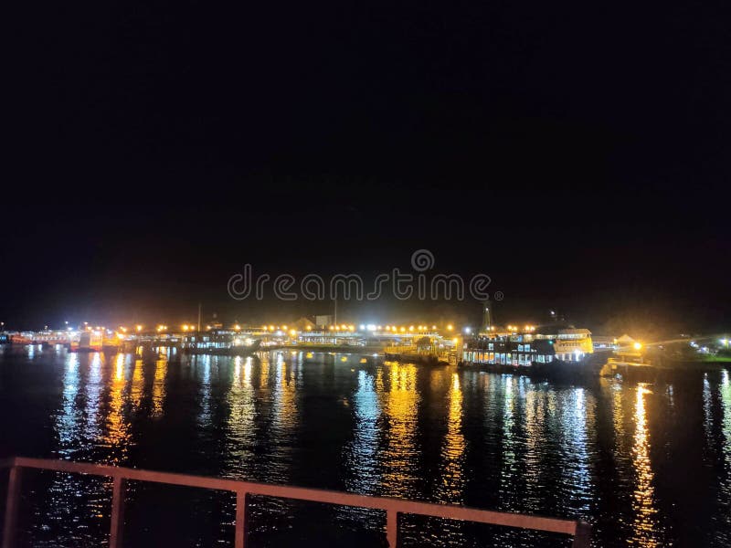Shadow of Sea Water Lights in the Harbor at Night Stock Photo - Image ...