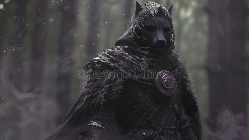 Shadow Sentinel, Lone Wolf in Dark and Disguising Clothing. Generative ...