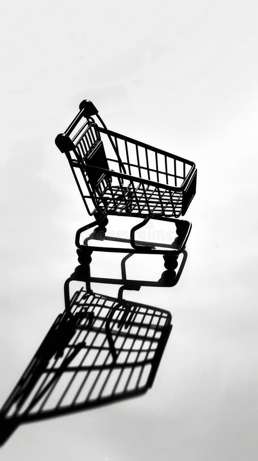 Shadow of a Shopping Cart on a White Background Stock Illustration ...