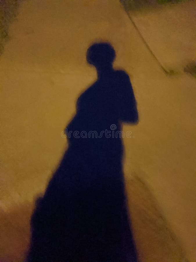 Shadow on Sidewalk at Night Stock Photo - Image of person, light: 220284314