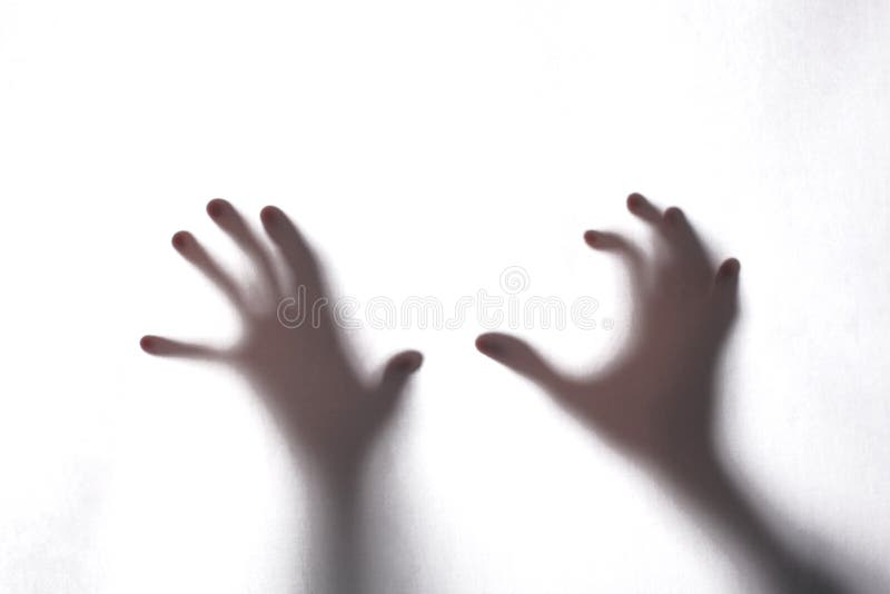 Shadow or Silhouette of Two Man`s Hands Touching a White Fabric from ...