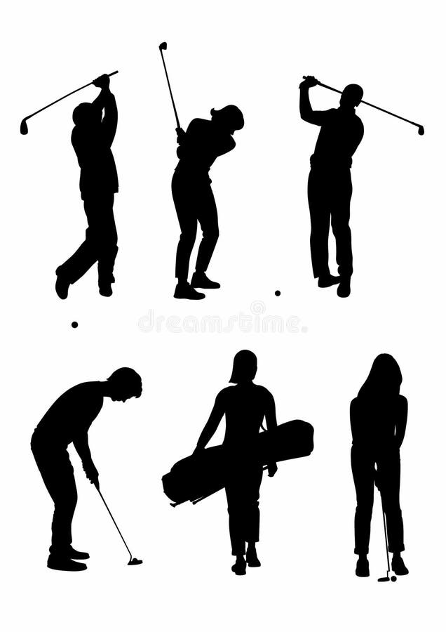 Shadow of six golfers stock vector. Illustration of woman - 66201995