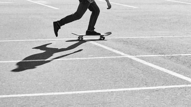 Shadow of a Skateboarder on Asphalt Stock Image - Image of leisure ...