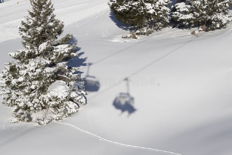 Shadow of a Skier on a Skilift Stock Image - Image of resort, person ...