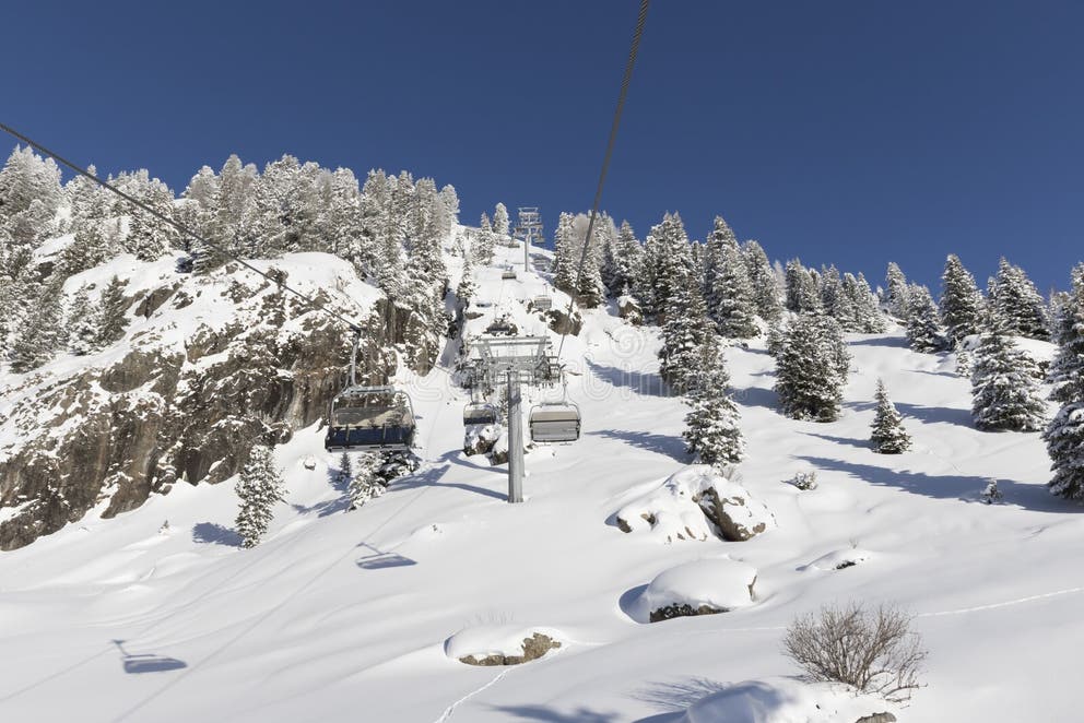 Shadow of a Skier on a Skilift Stock Photo - Image of copy, female ...