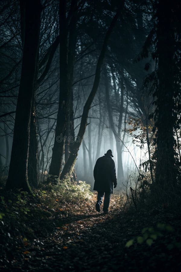 Shadow Sneaking in the Dark Forest Stock Illustration - Illustration of ...