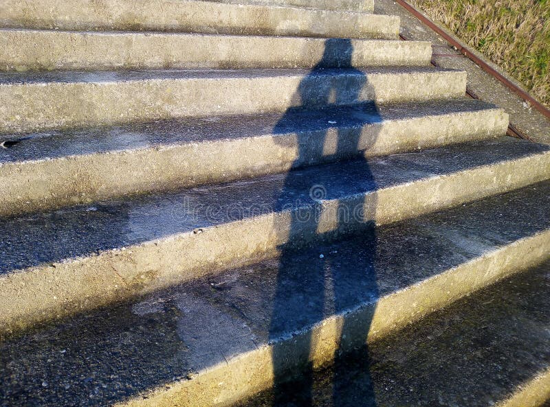 Shadow on the Stairs by Sunset Light Stock Image - Image of focus ...