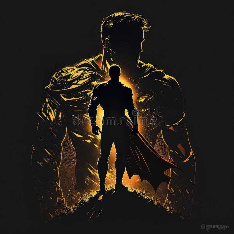 Shadow of Superhero on Dark Background. Illustration Generative AI ...