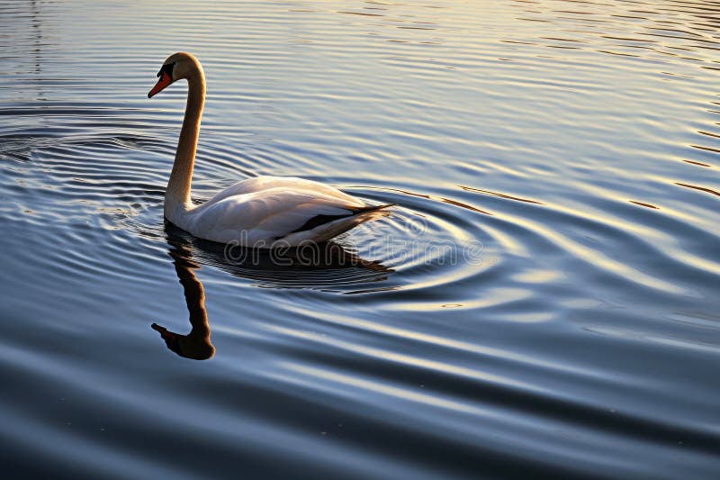 Shadow of a Swan on a Tranquil Lake Surface Stock Illustration ...