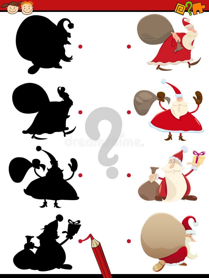 Shadow Task with Christmas Santa Stock Vector - Illustration of join ...