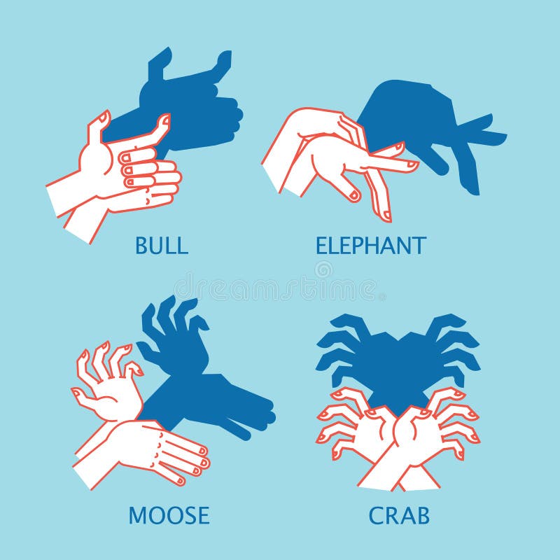 Shadow Theater. Hands Gesture Like Dog. Vector Illustration of Shadow ...