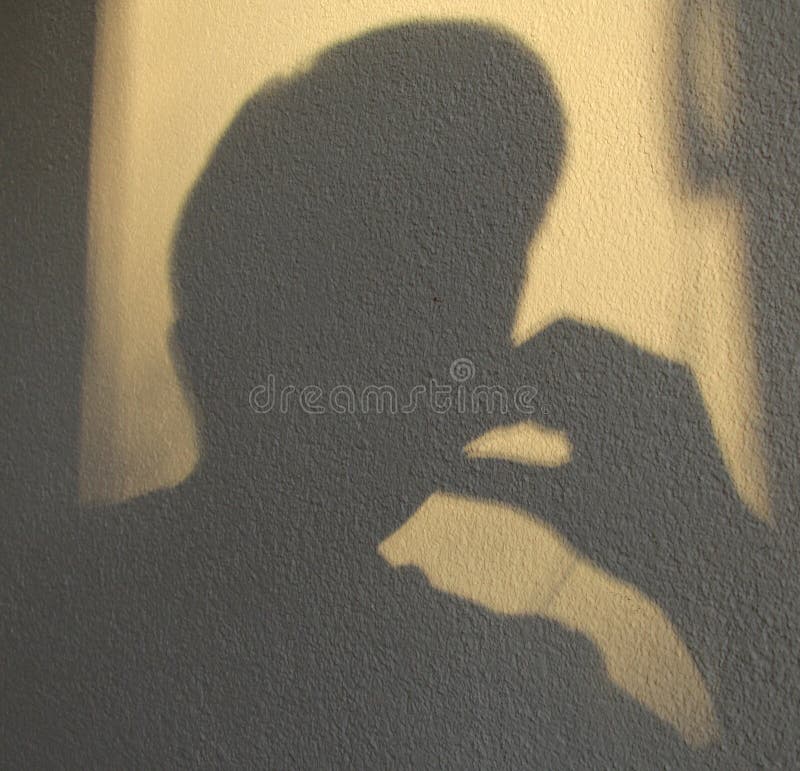 A shadow of thinking man stock photo. Image of wall, white - 44281452