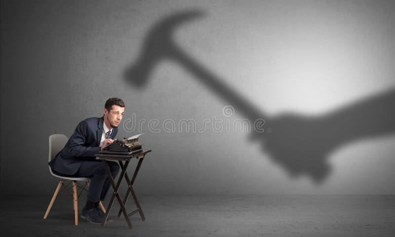Shadow Threatening Hard Worker Man Stock Photo - Image of article ...