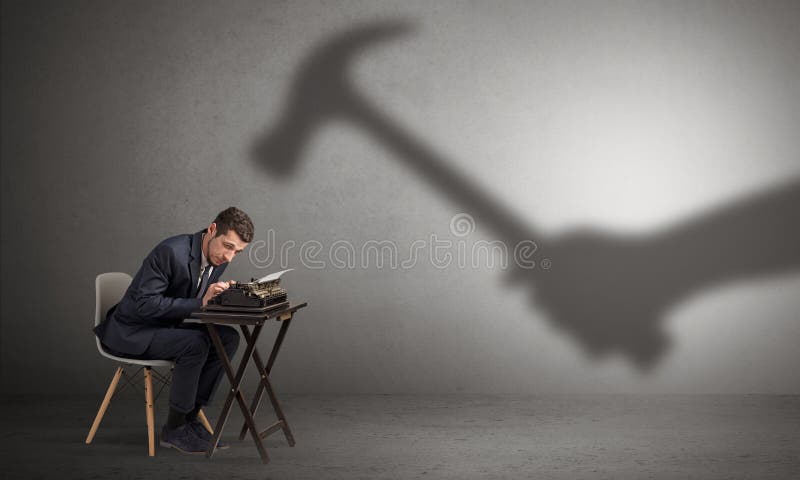 Shadow Threatening Hard Worker Man Stock Image - Image of confident ...
