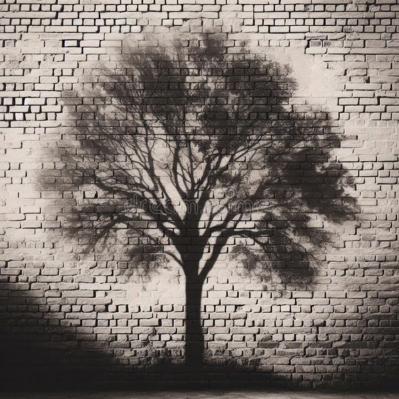 The Shadow of a Tree on a Brick Wall. Stock Photo - Image of tree ...