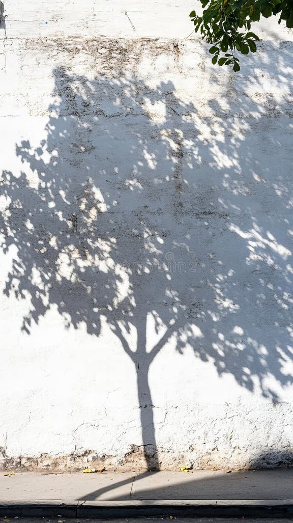 Shadow of a Tree Cast on a White Wall in Sunlight Creating a Natural ...