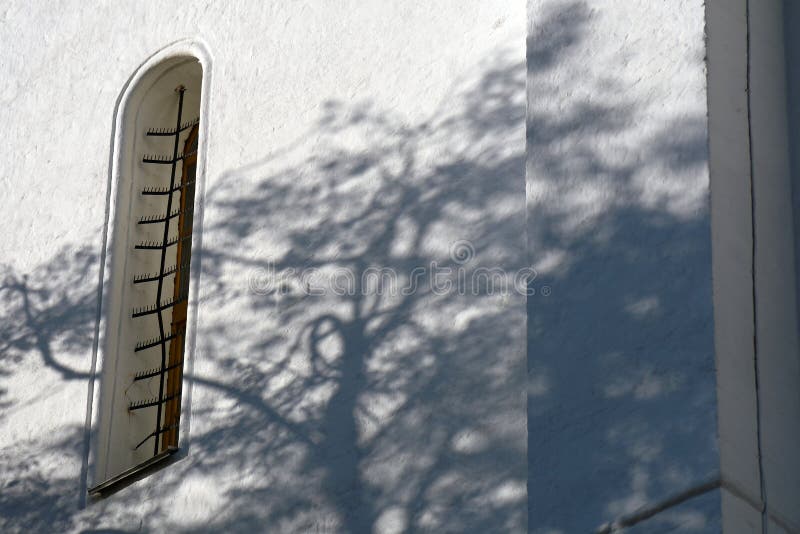 Shadow of a Tree on White Wall and Narrow Window Stock Image - Image of ...