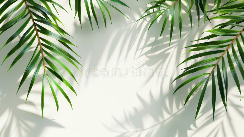 Shadow of Tropical Leaves on White Background. Mockup with Shadow of ...