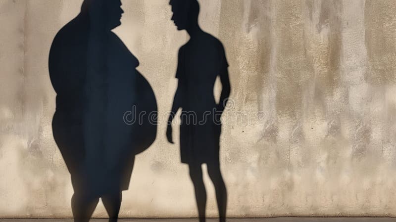 Shadow of Two Men Conversing Against a Textured Wall Stock Photo ...