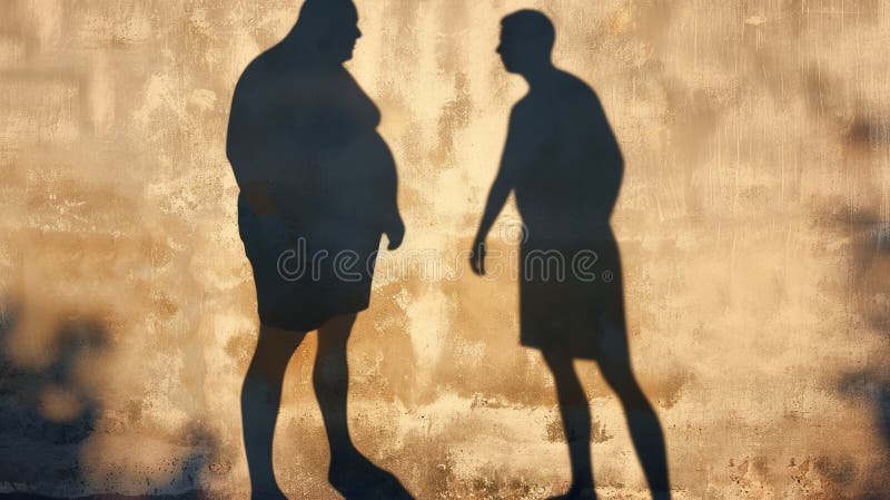 Shadow of Two Men Engaged in Conversation Against Wall Stock Image ...