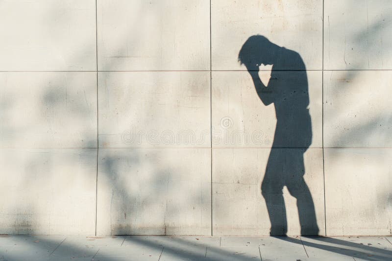 Shadow of an Upset Man on a Concrete Wall Stock Image - Image of ...