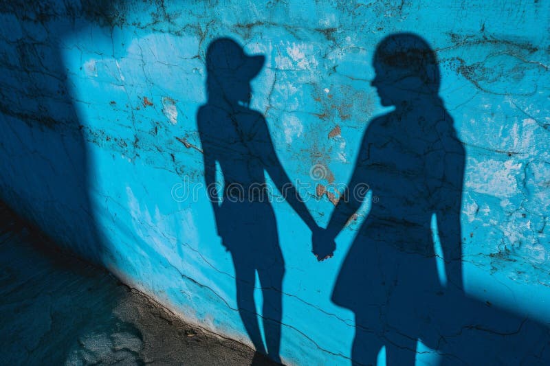 Shadow Visualizer on a Bright Blue Monochrome Background. Shadows of ...