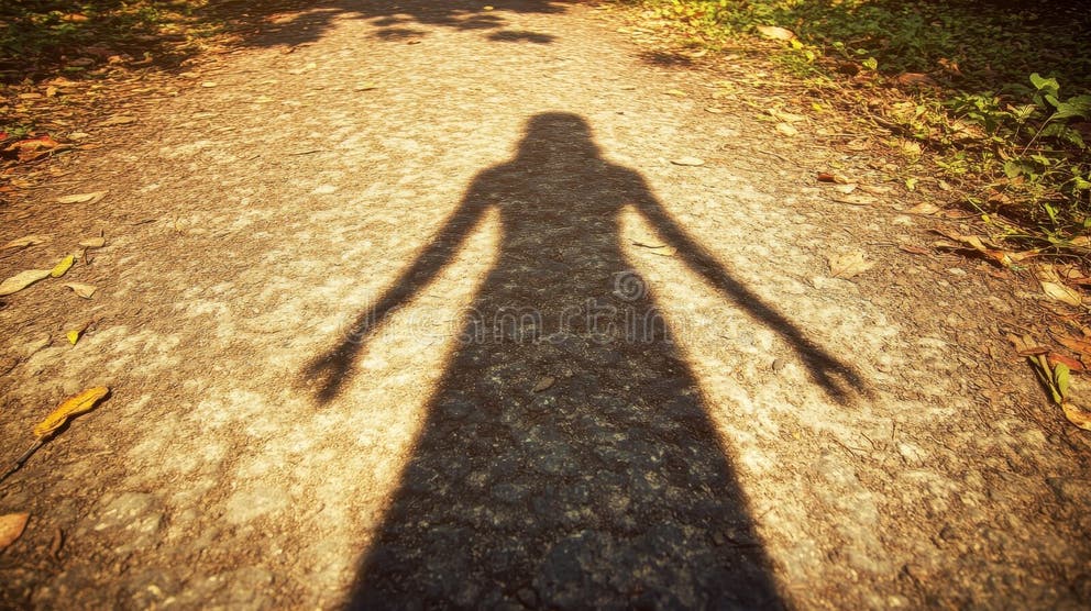 Shadow Walker Long Shadows on a Sunny Path Stock Photo - Image of ...