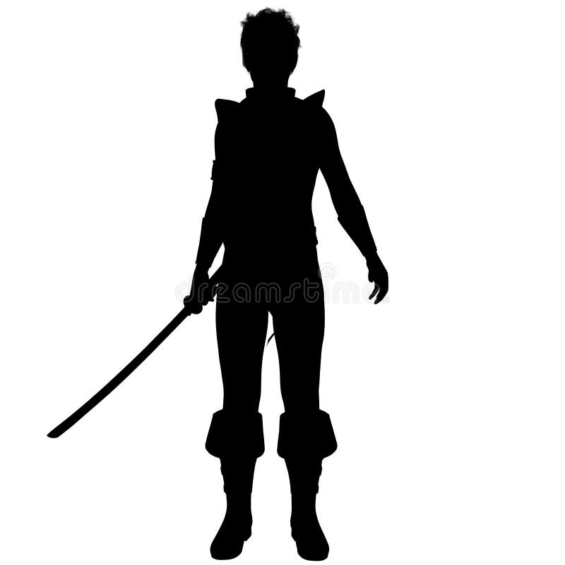 A Shadow of Warrior from an Ancient Time in Light Armor with a Sword ...