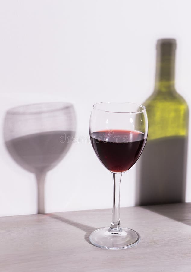 Shadow of Wine Glass in Dark Light. Stock Image - Image of grey, cork ...