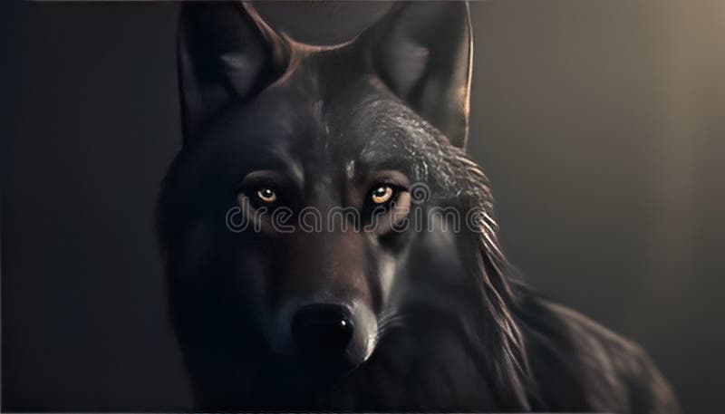 Shadow Wolf Digital Art Illustration, Generative AI Stock Illustration ...