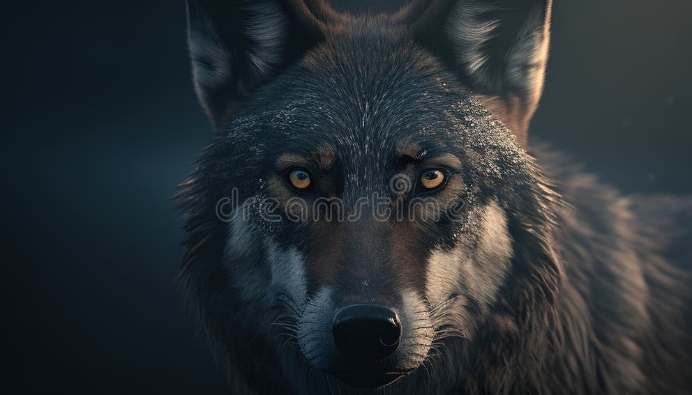 Shadow Wolf Digital Art Illustration, Generative AI Stock Illustration - Illustration of howling ...