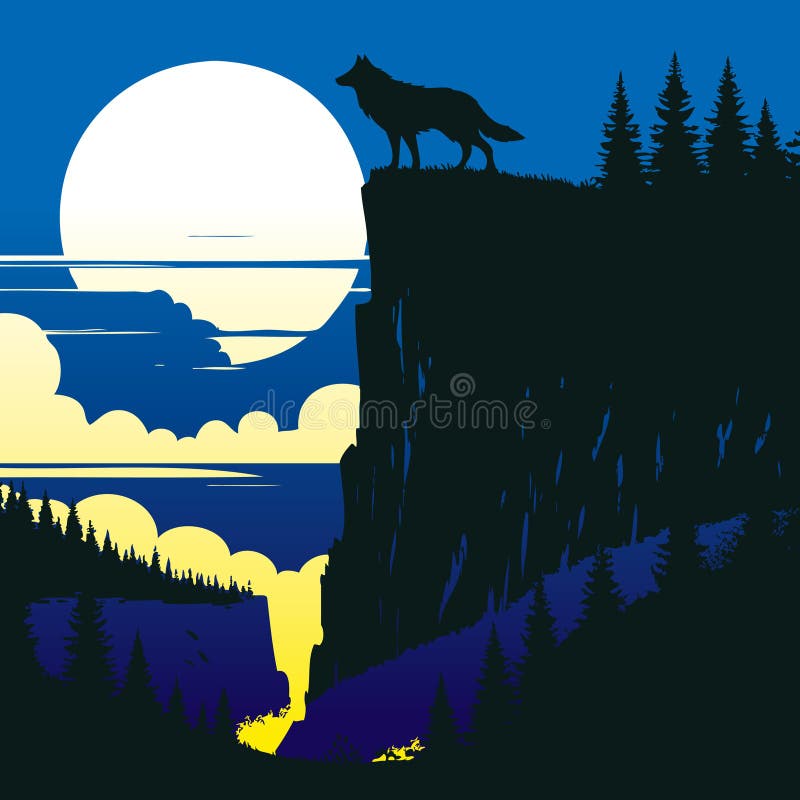 Shadow of the Wolf, Simple Vector Illustration. Stock Illustration ...