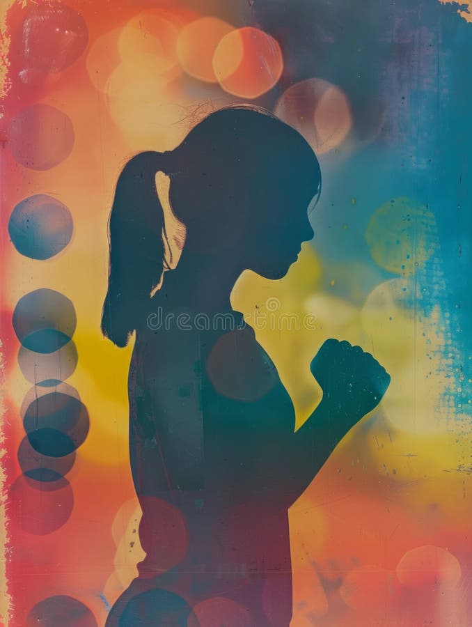 Shadow of a Woman with a Ponytail, Holding a Small Dumbbell Stock Image ...