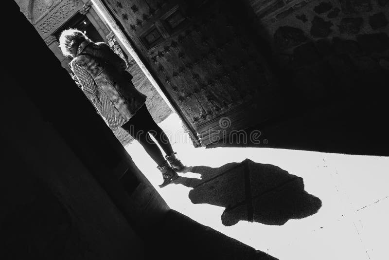 Shadow of a Woman Standing between the Door Editorial Photography ...