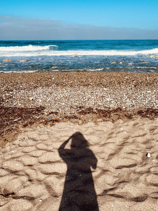 Shadow of Woman Walking on the Beach Stock Image - Image of vacation ...