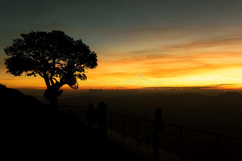 Shadow of Women at the Top of the Mountain during Sunset Stock Image ...