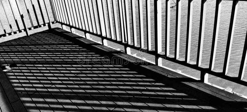 Shadow of the Wooden Railing Stock Image - Image of track, white: 174970813