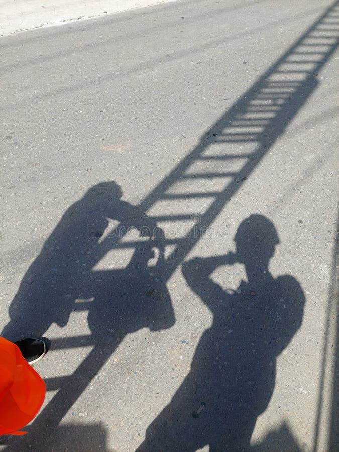 Shadow from Worker that Work Under the Electrical Tower Stock Image ...