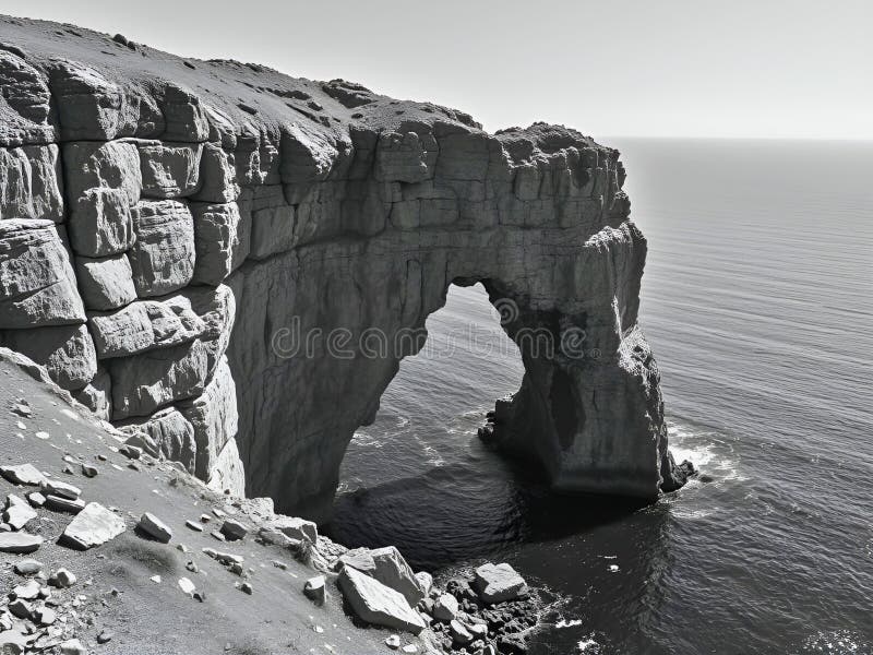 Shadowed Cliffs and Ocean Mist Stock Illustration - Illustration of ...