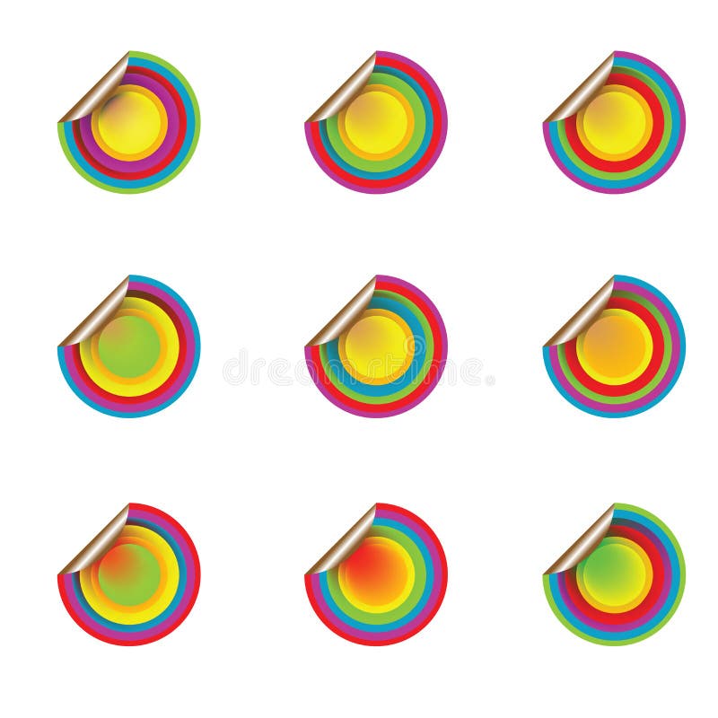 Shadowed Coloured Pop Stickers Stock Illustration - Illustration of ...