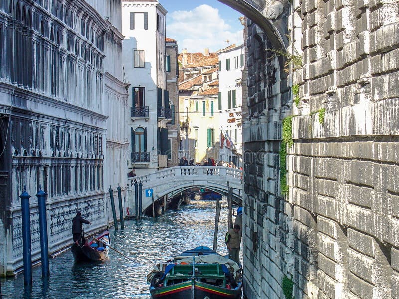 Shadowed Waterway Inside the City of Venice, Italy Editorial Image ...