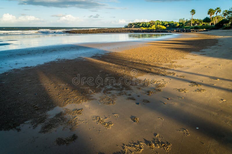 Shadows on the Beach at Sunset in Australia Stock Photo - Image of ...