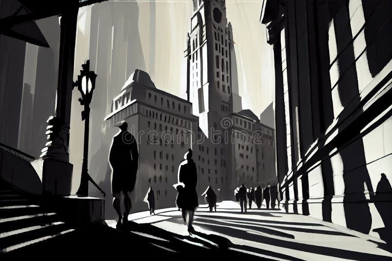 Shadows of the Big City. AI Generated Stock Illustration - Illustration ...