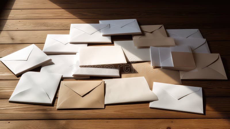 Shadows Blank White Envelope Wood Stock Illustration - Illustration of ...