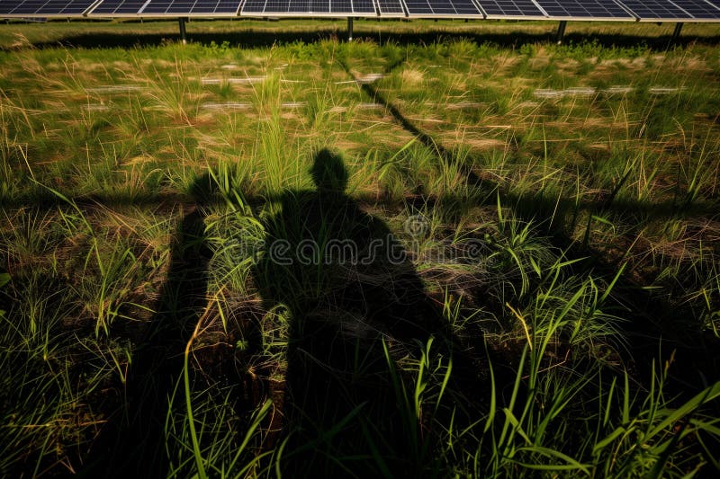 Shadows Cast by an Individual Inspecting a Solar Panel Field Stock ...